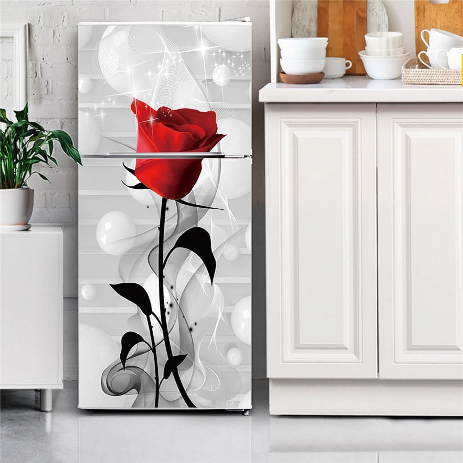 Door Poster For Refrigerator Pink Crystal Rose Home Decorative Fridge ...