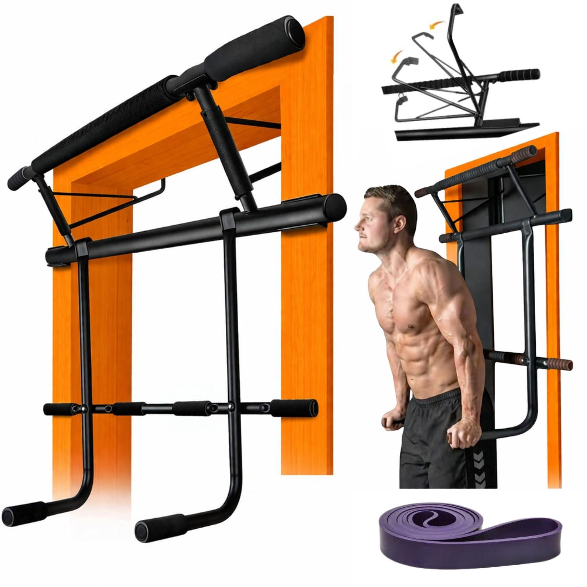 Door Pullup Bar And Dip Station - Removable Bars Rigid No Wobble Easy ...