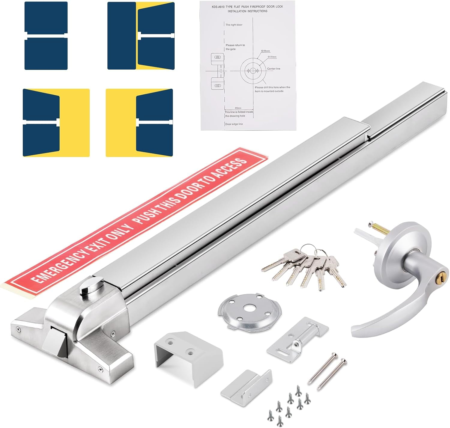 Door Push Bar Panic Exit Device 31.5IN Panic Bars for Exit Door ...