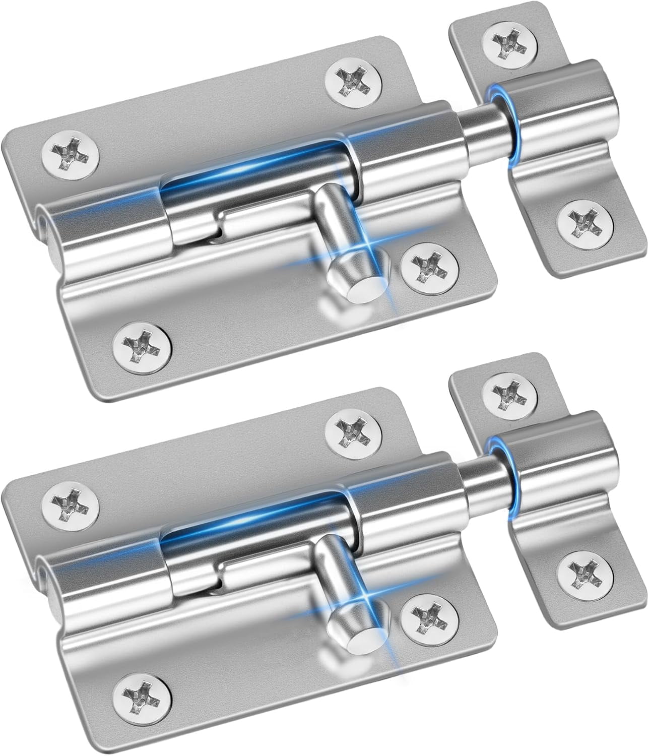 Door Security Slide Latch Lock with 12 Screws , 2 Pack Keyless Entry , Thickened Heavy Duty ...