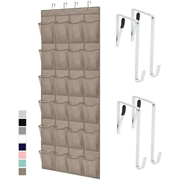 Over the Door Shoe Organizer, 24 Large Breathable Mesh Pockets, Space ...