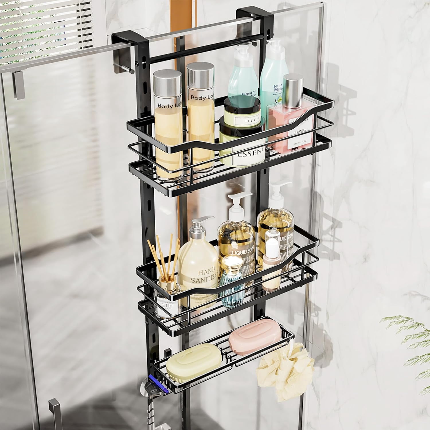 Over the Door Shower Caddy - 3 Tier Adjustable Shower Organizer Hanging ...