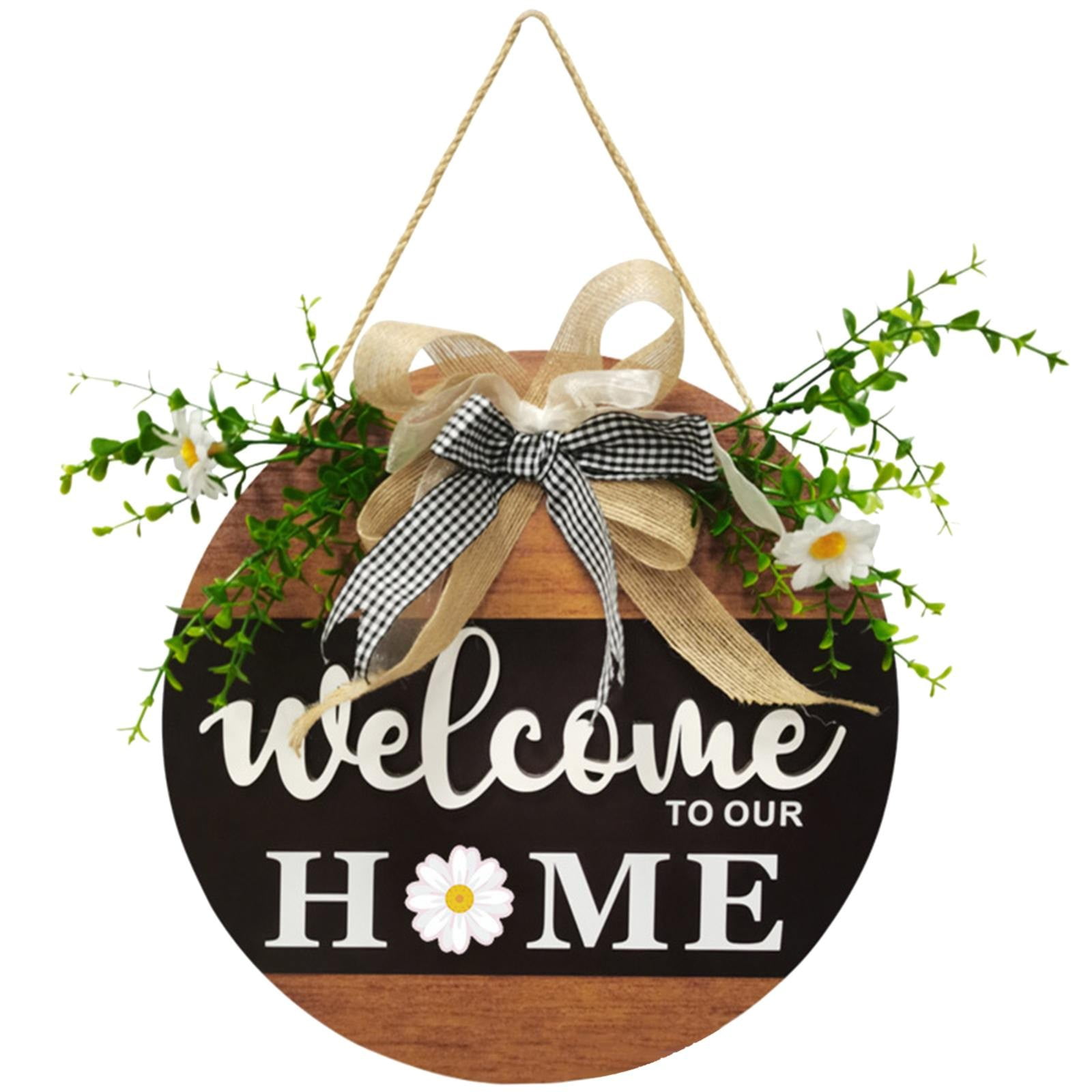 Door Sign Decor, Tyeign Rustic Round Wood Porch Wreaths for Outdoor ...