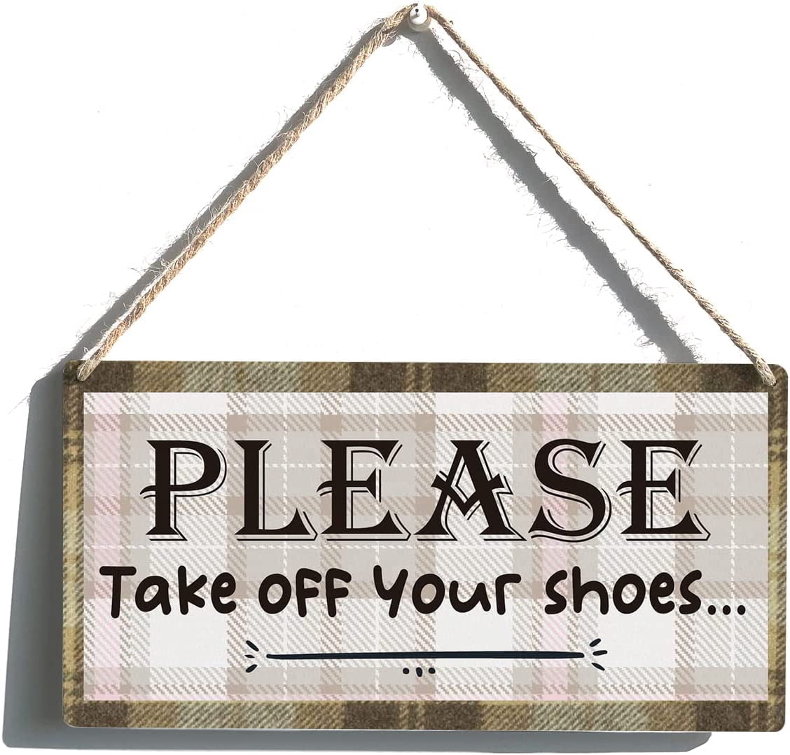 Door Sign Funny Farmhouse Please Take Off Your Shoes Wooden Hanging ...