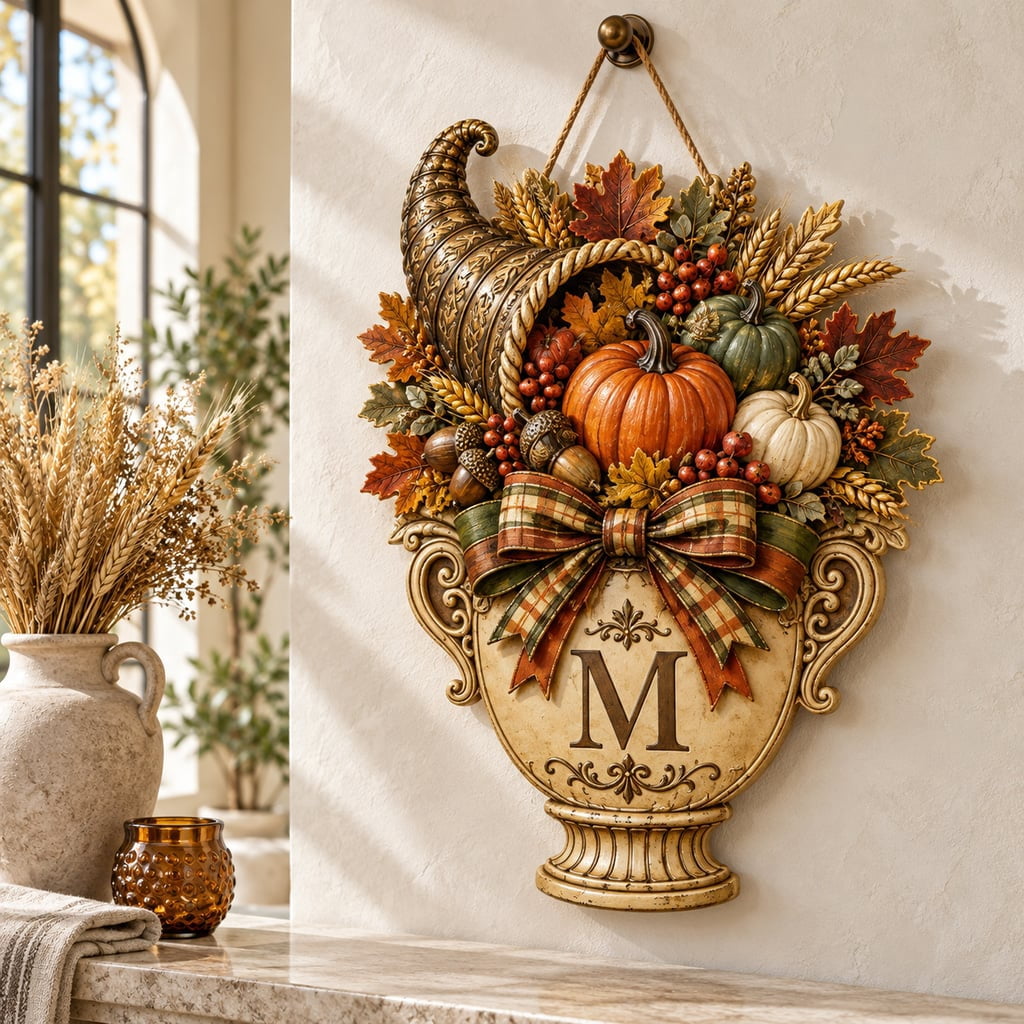 Door Sign, Welcome Pumpkin with Autumn Leaves and Sunflower, Wooden ...