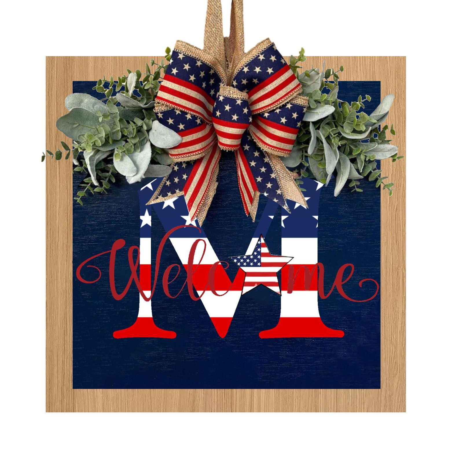 Door Sign X1 - 2025 Patriotic Independence Day Wreath Hand Crafted ...