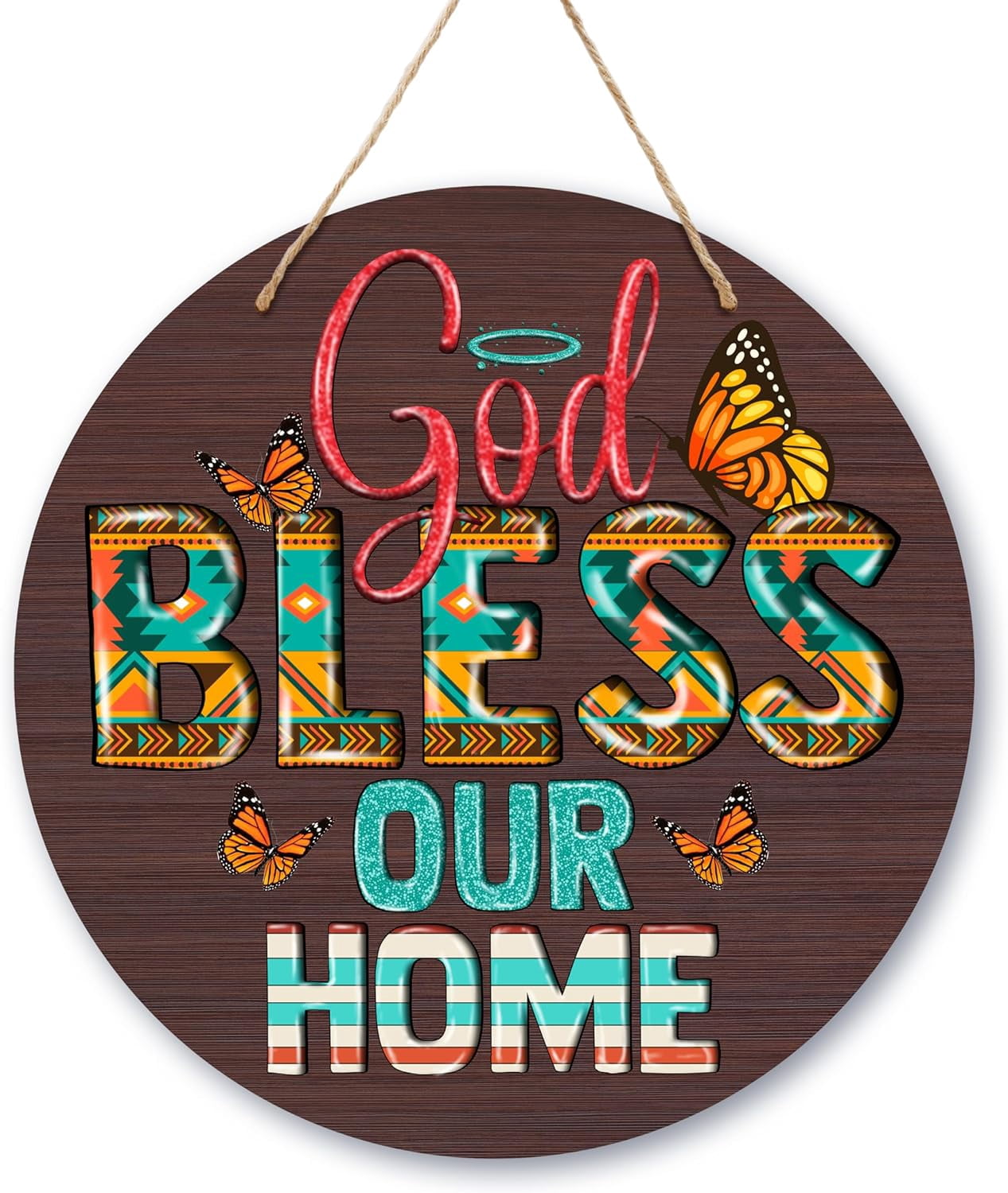Door Signs for Home, Christian Wooden Door Decor, God Bless Our Home ...