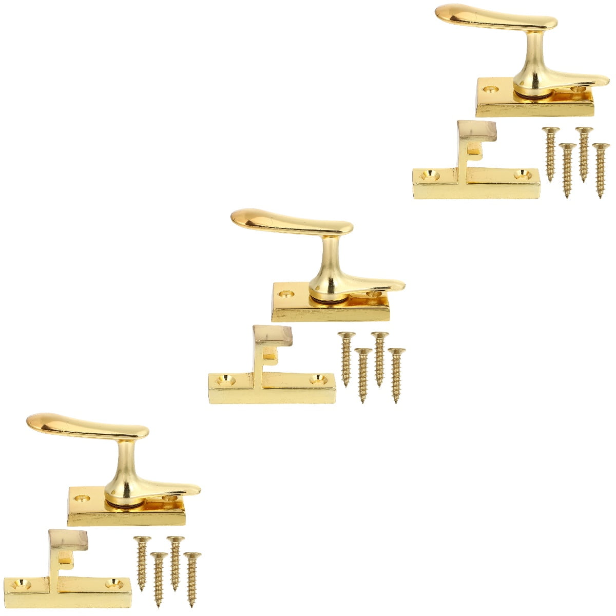 Door Slide Bolt Lock 3 PC Simple Knob Locks Solid Wooden Bolts Window ...