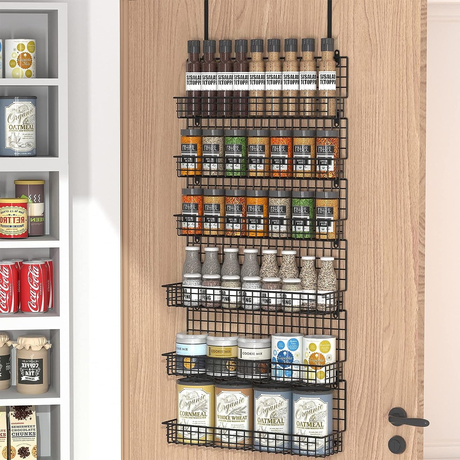 Over the Door Spice Rack, x-Cosrack Pantry Door Organizer Rack Kitchen ...