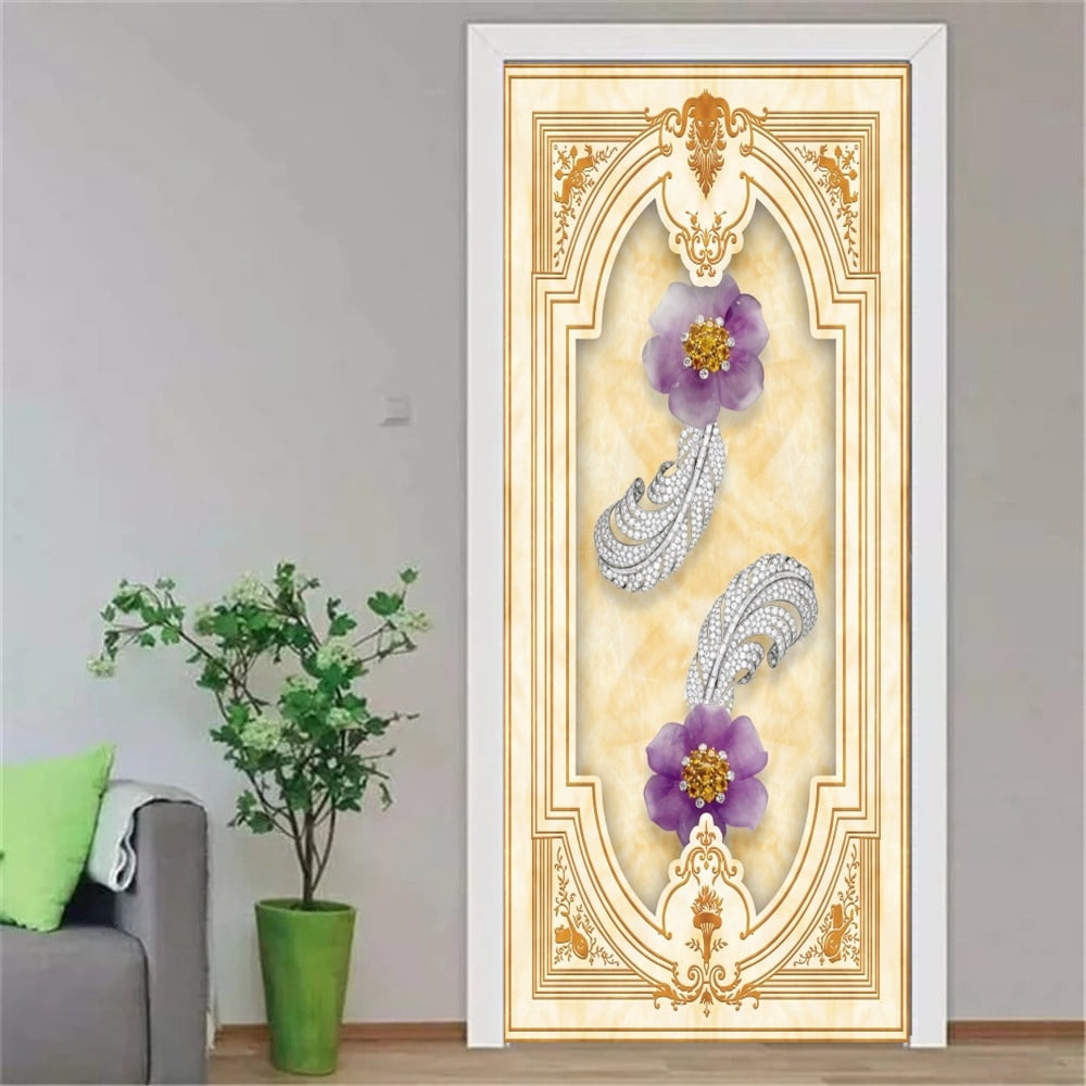 Door Sticker Modern 3D European Fashion Wallpaper Living Room Art Door ...