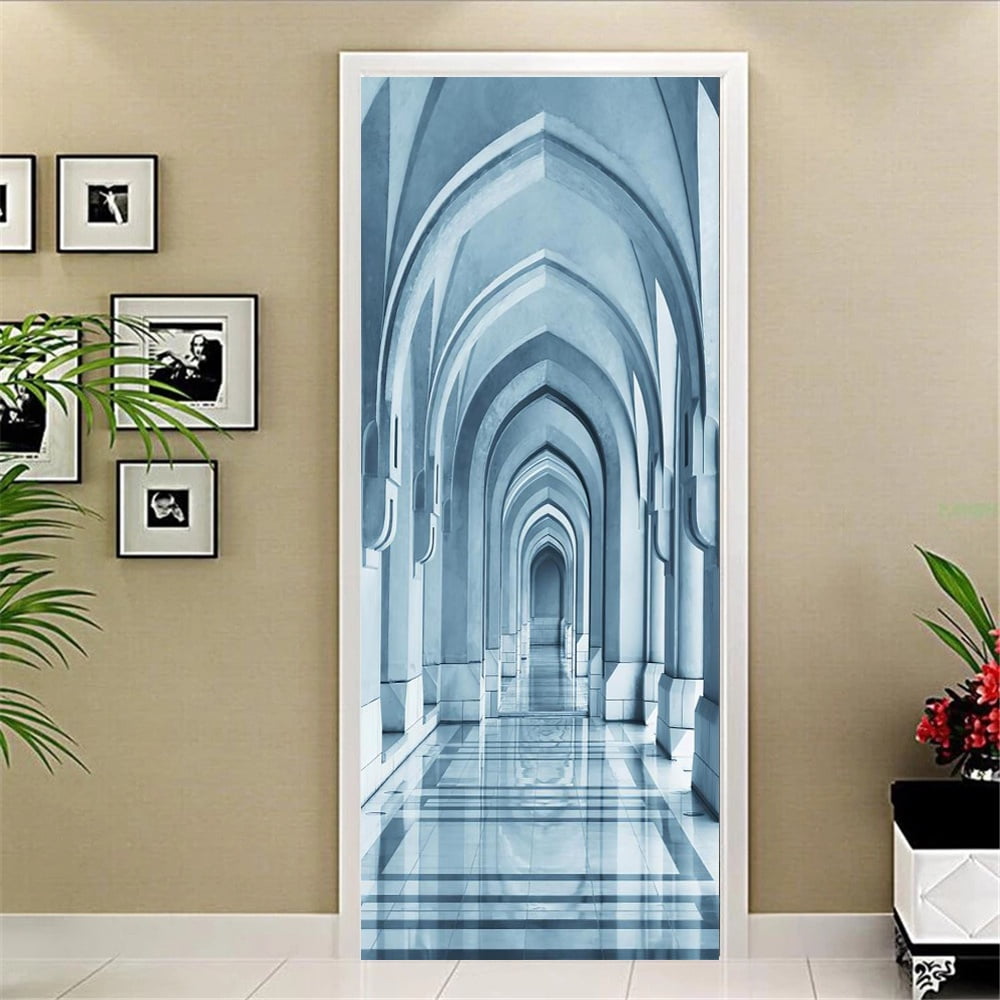 Door Sticker Modern 3D European Fashion Wallpaper Living Room Art Door ...