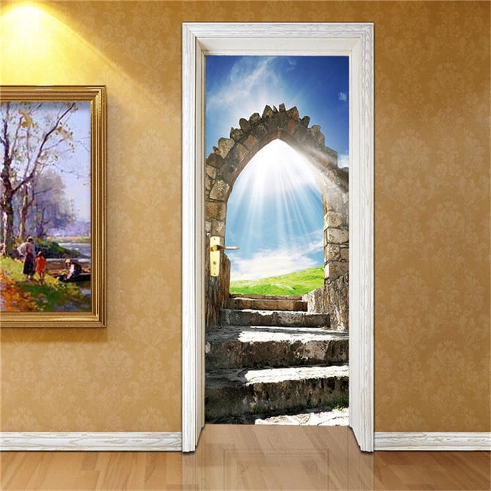 Door Sticker Tree Beach Waterproof Wallpaper for Doors Home Decor ...
