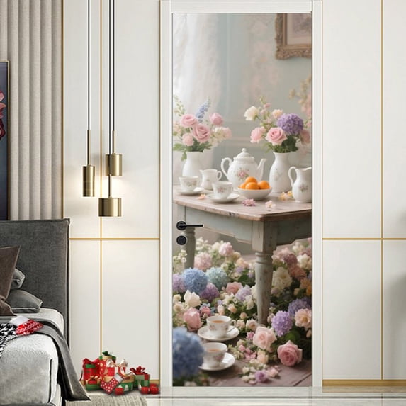 Door Stickers 3D Decals Flowers Murals 30.3" W x 78.7" H Removable ...