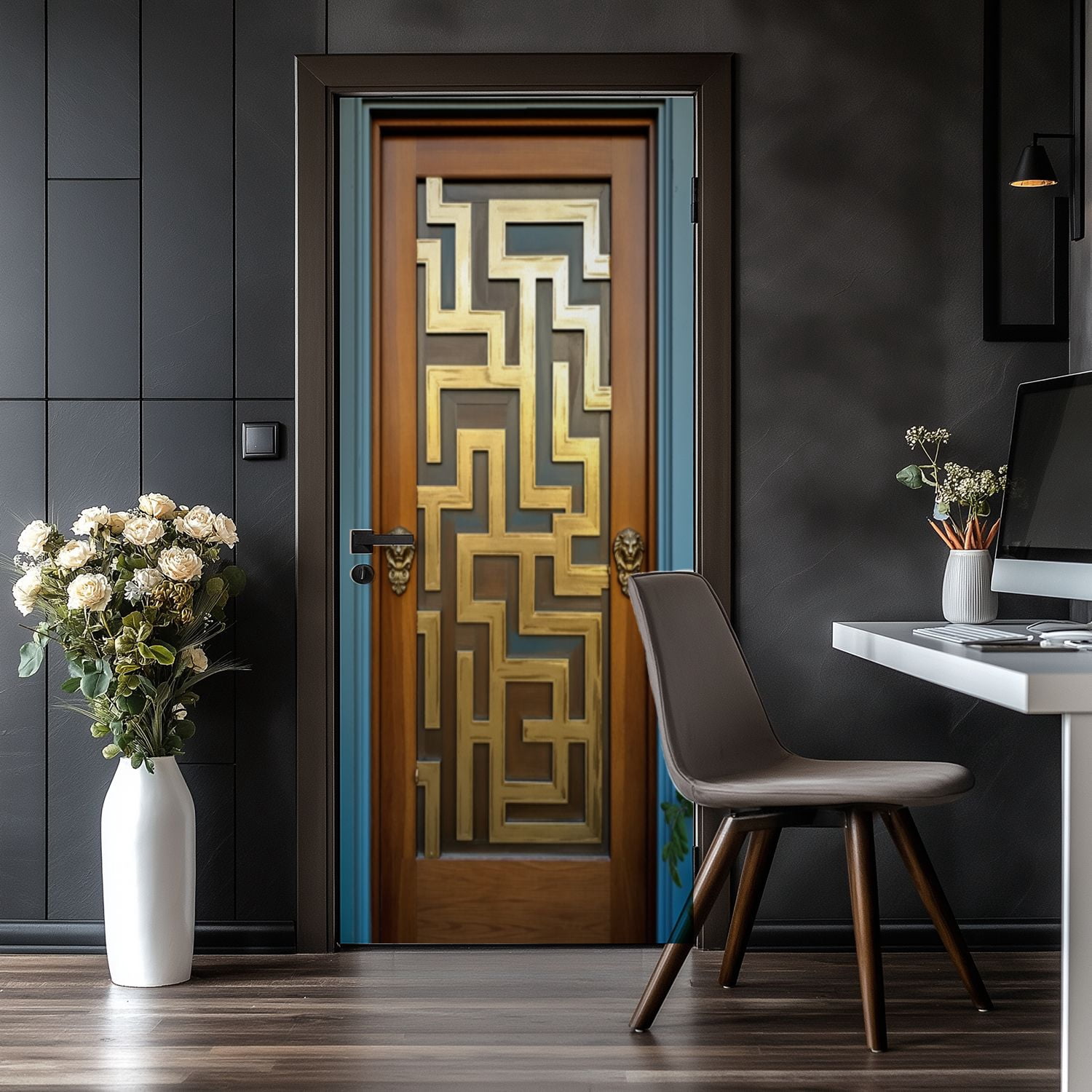 Door Stickers Peel and Stick Door Mural Mid Century Modern Front Doors ...