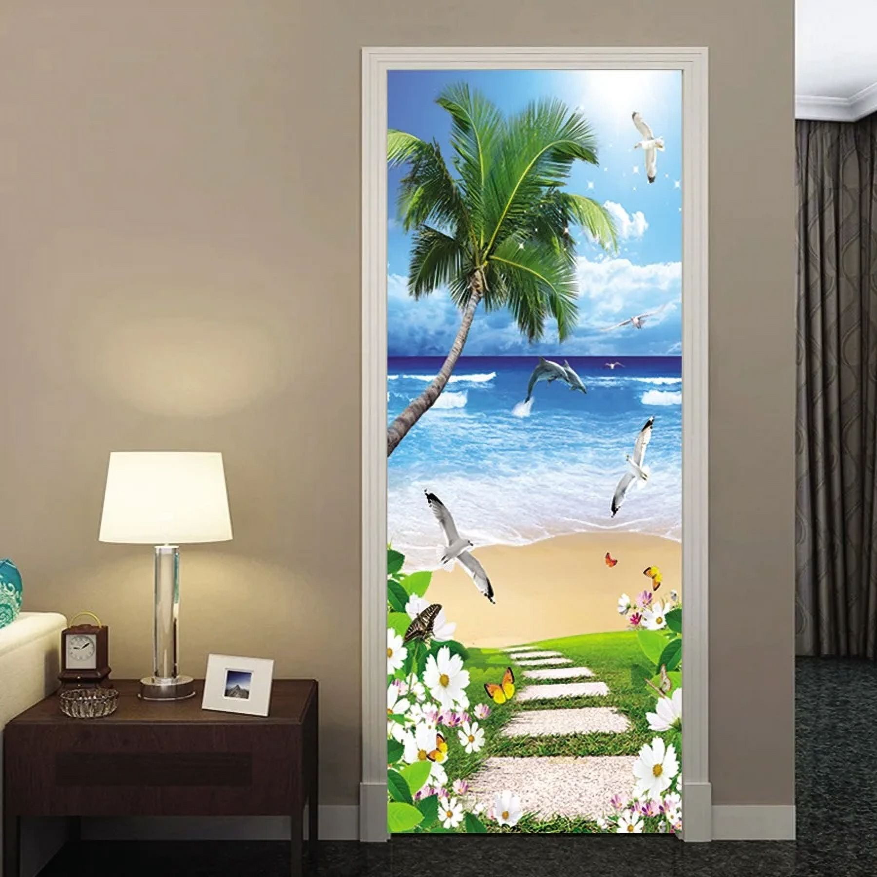 Door Stickers Wallpaper For Self-adhesive 3d Entrance Bathroom Sticker ...