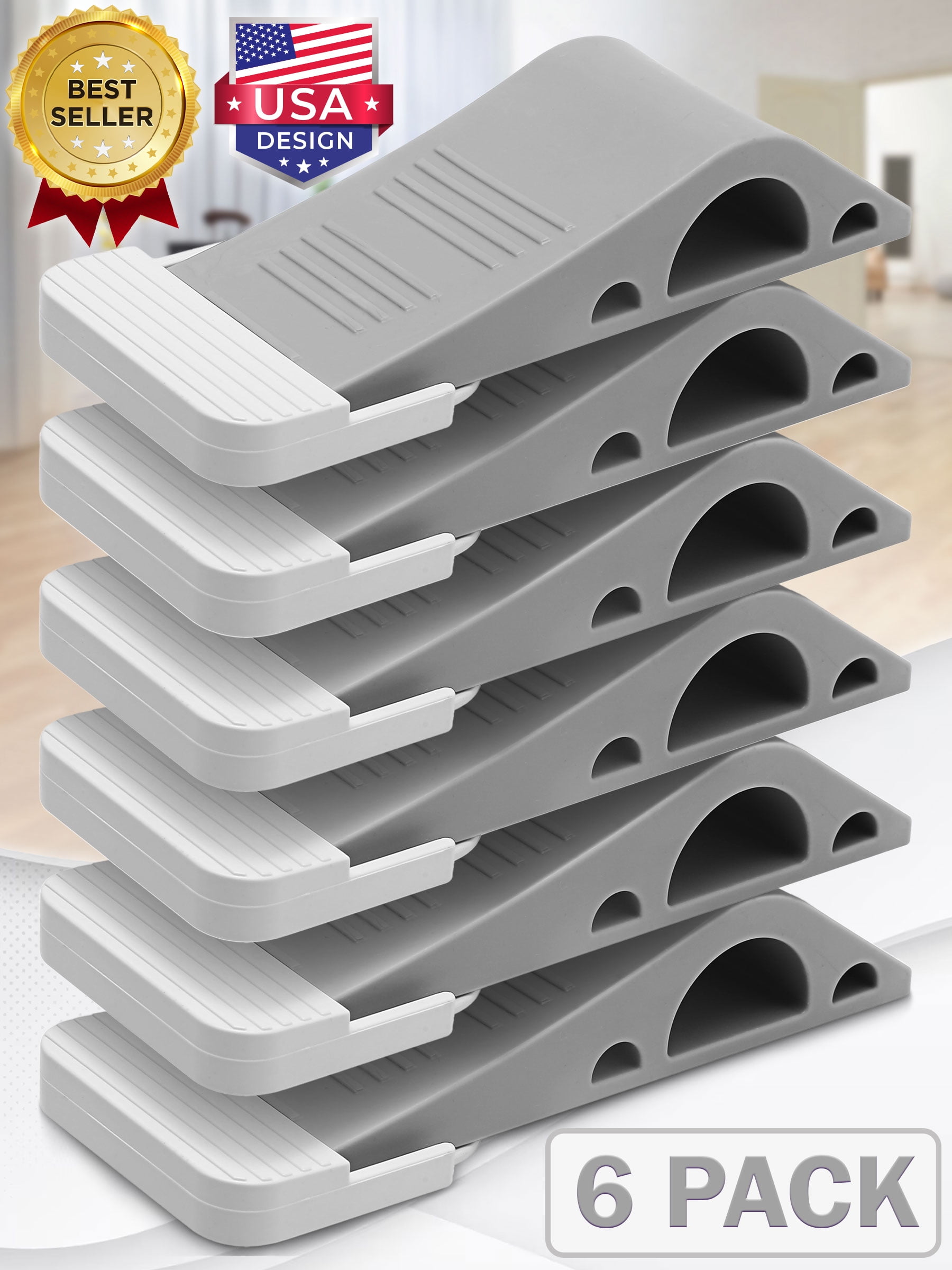 Claev Door Stopper Rubber Wedge, Heavy Duty, Non-Slip, BPA-Free, Gray, 6 Pack - Walmart.com