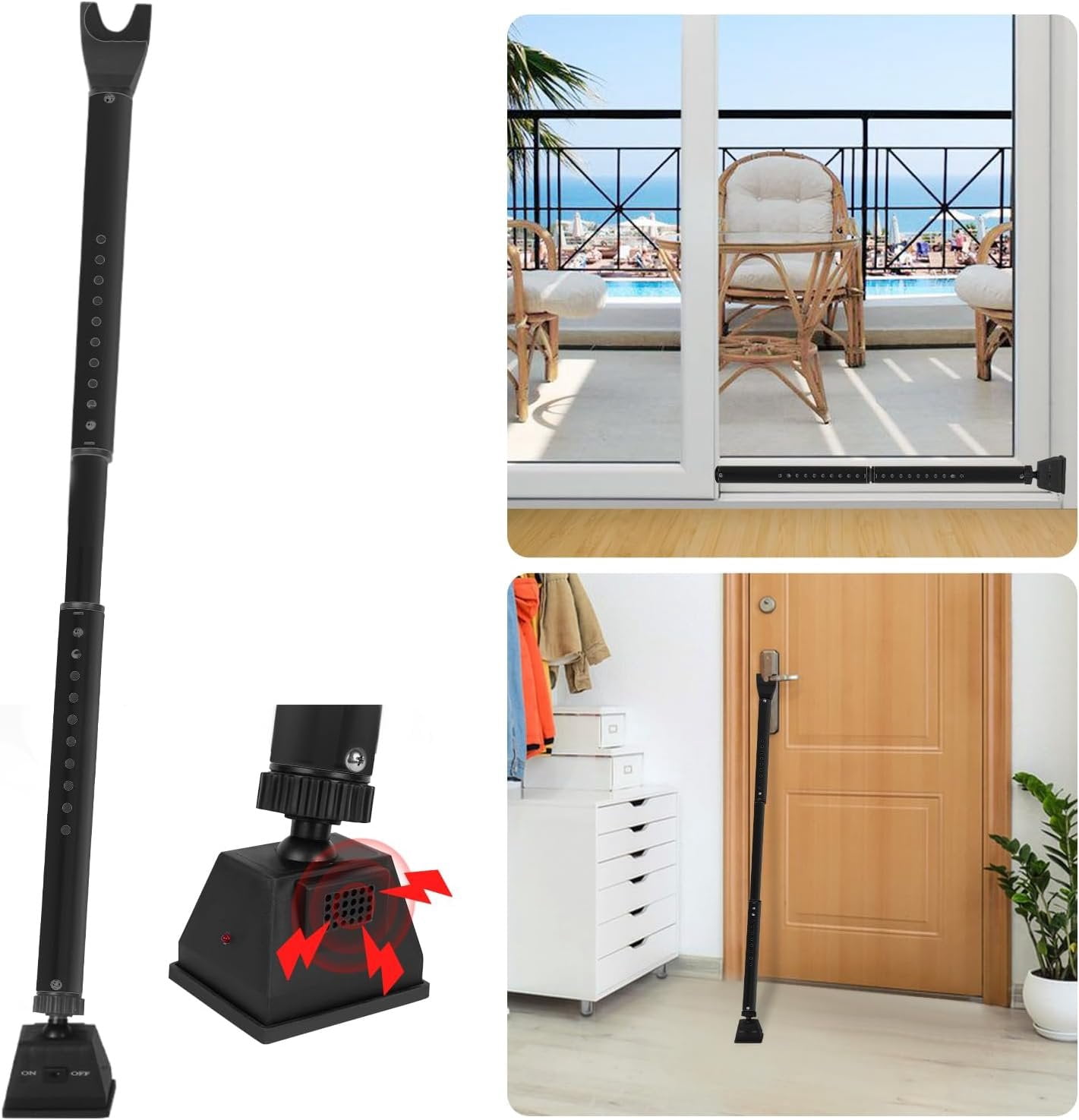 Door Stopper with & Sliding Patio Bar, 120db Loud Alert Adjustable ...