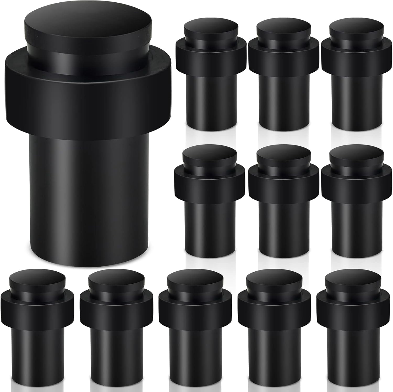 Door Stoppers, 12 Pack Cylindrical Floor Mount Door Stop Black Heavy ...