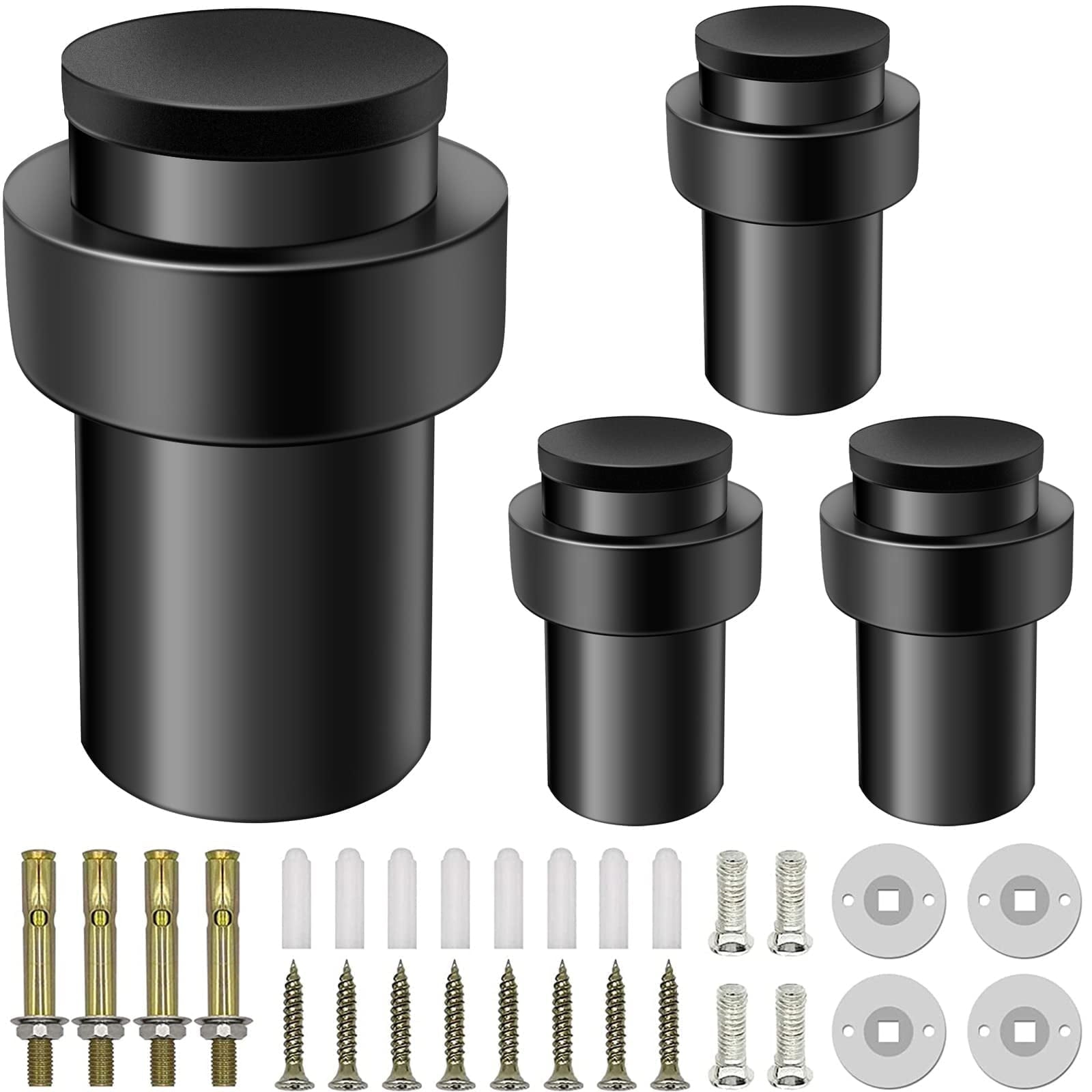Door Stoppers 2.5 Inch Floor Door Stop Cylindrical Black Doorstop ...