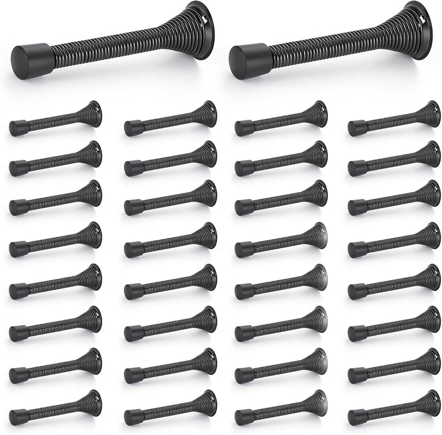 Door Stoppers, 36 Pack Black Spring Door Stops with Rubber Bumper, Door ...
