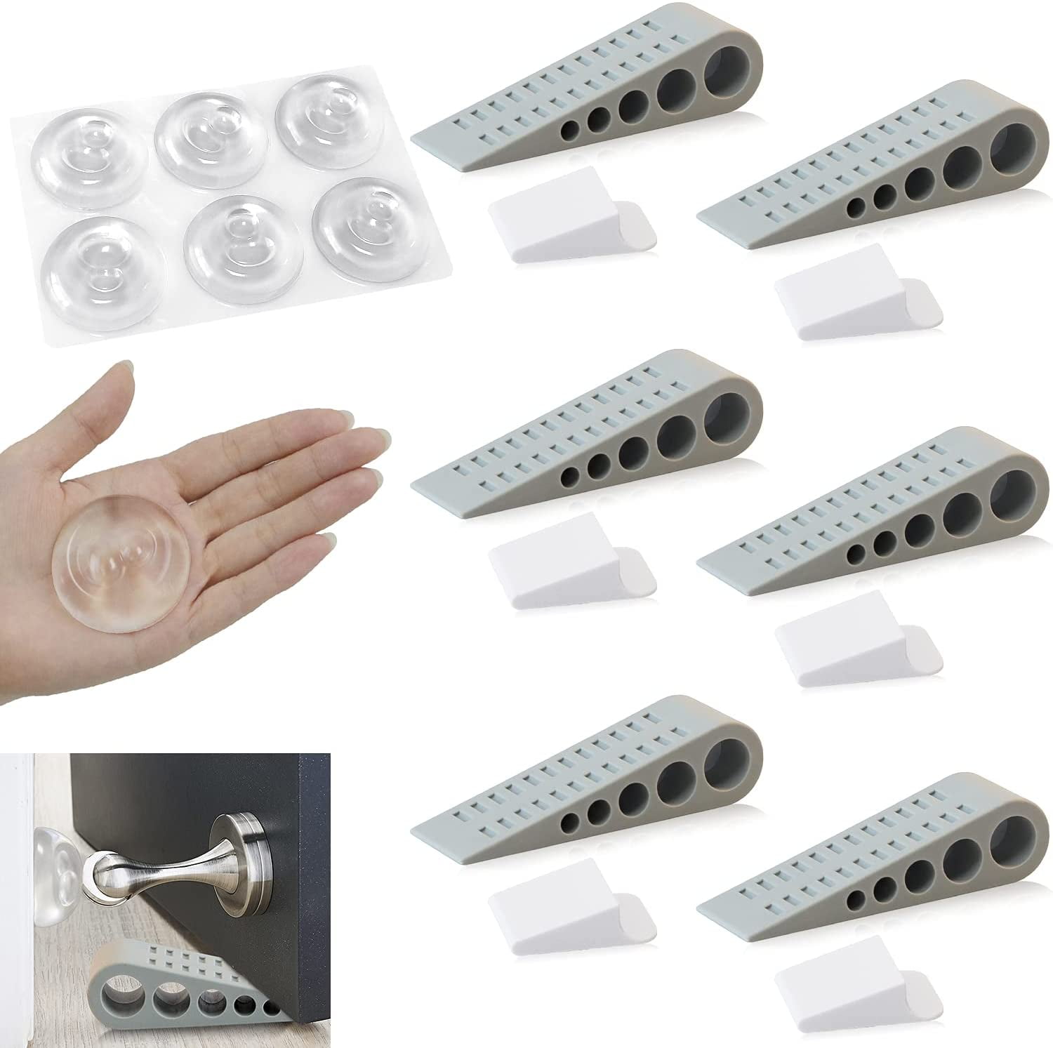 Door Stoppers for Bottom of Door - 12 Pack Rubber Security Wedge ...
