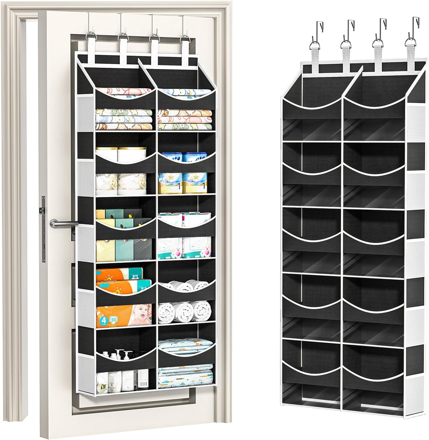 Over the Door Storage Organizer - 5 Tiers Behind Door Storage with 10 ...