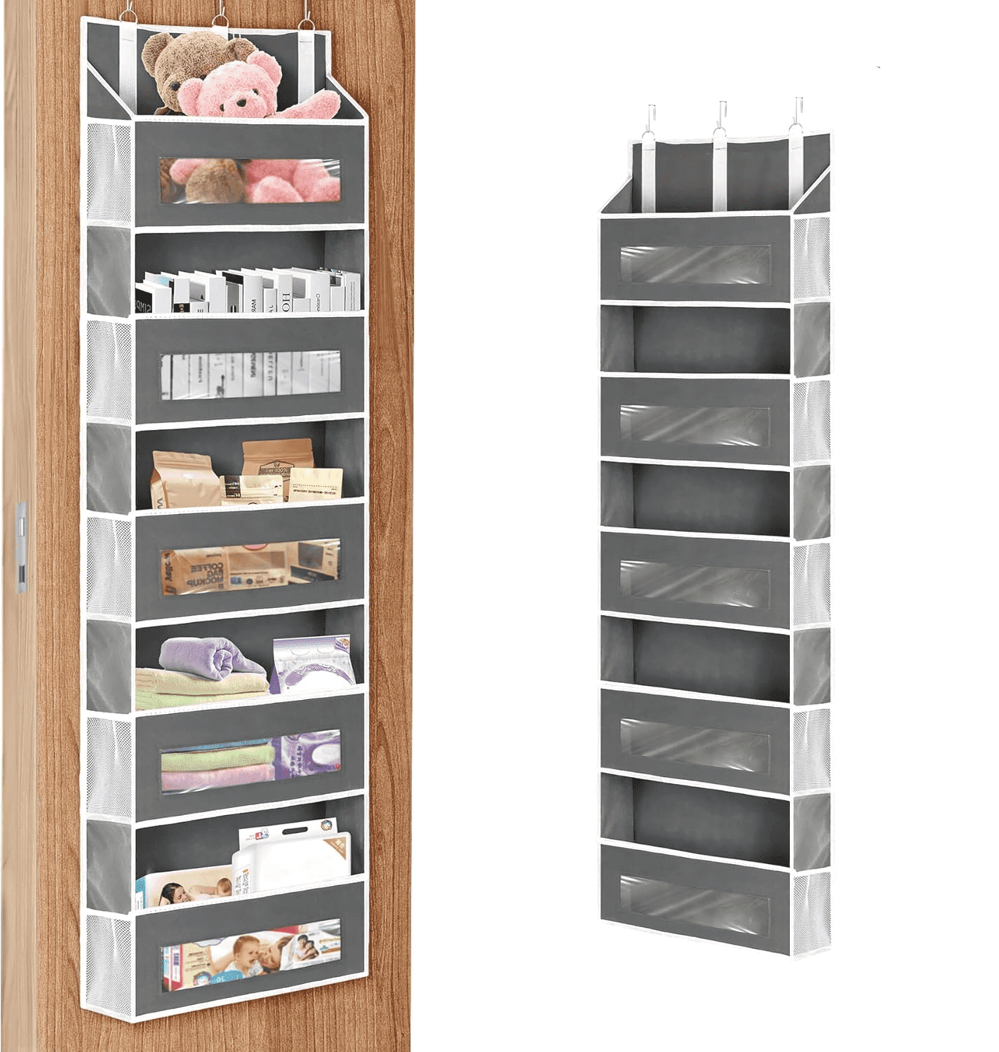 Over the Door Storage Organizer, 5 shelf Hanging Organizer with 5 Large ...
