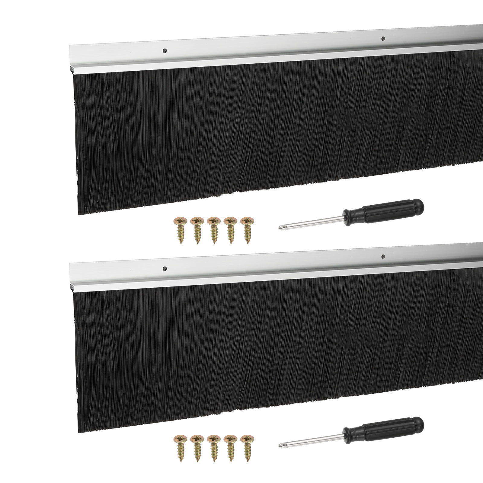 Uxcell Door Sweep Aluminum Alloy Brush Sweeps, Black PP Brush Fit for ...