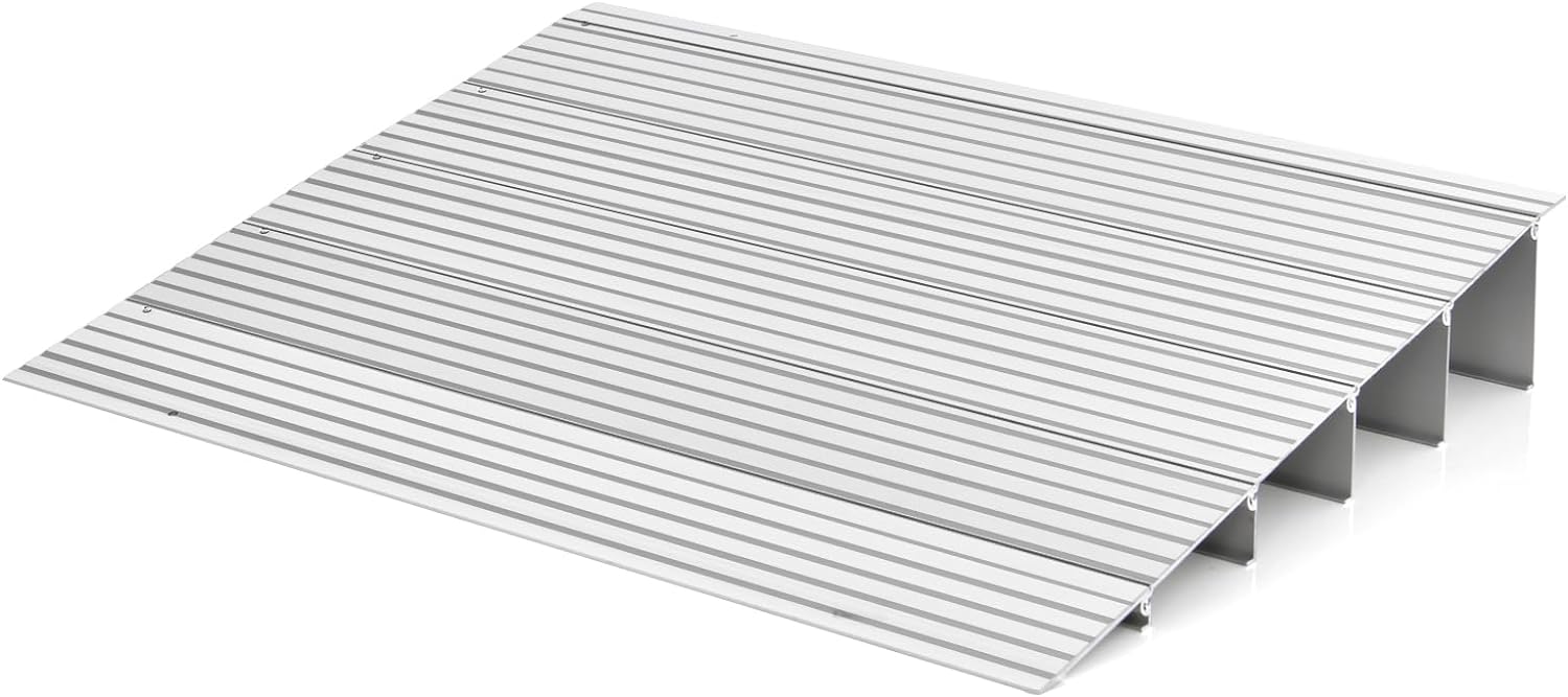 Door Threshold Ramp w/Non-Slip Surface, 5" Rise Aluminum Entry Ramp for ...