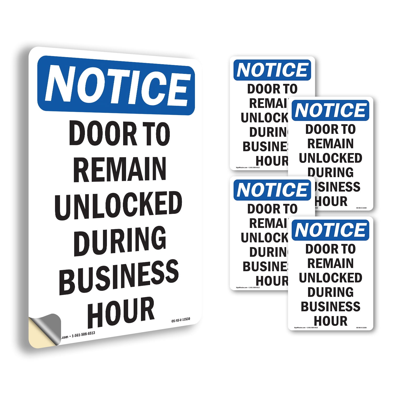 Door To Remain Unlocked During OSHA Notice Vinyl Decal Label 5 Inch x 3 ...