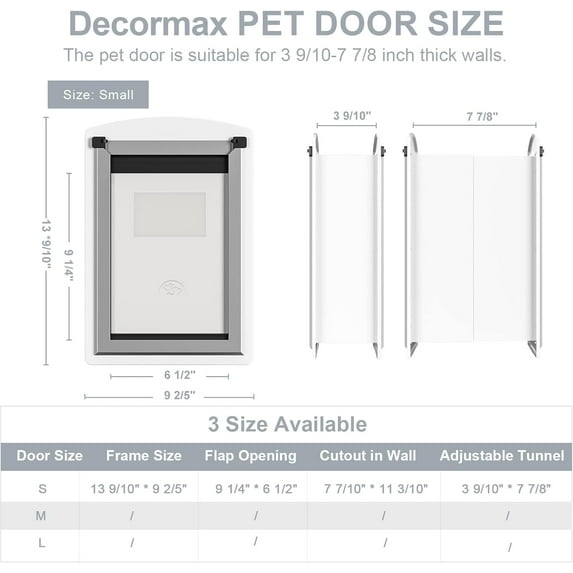Door for Wall, Energy Efficient Pet Door with Steel Frame, Telescoping ...