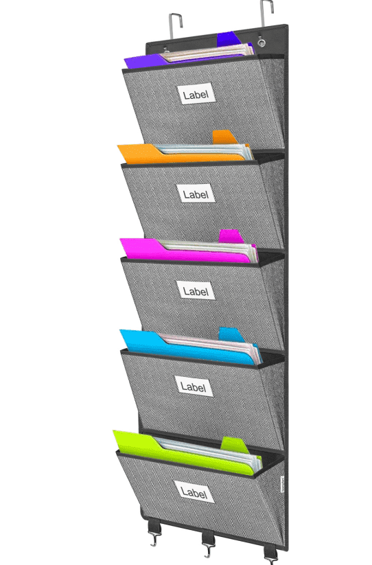 Homyfort Over the Door File Organizer Hanging File Folders Wall Storage ...