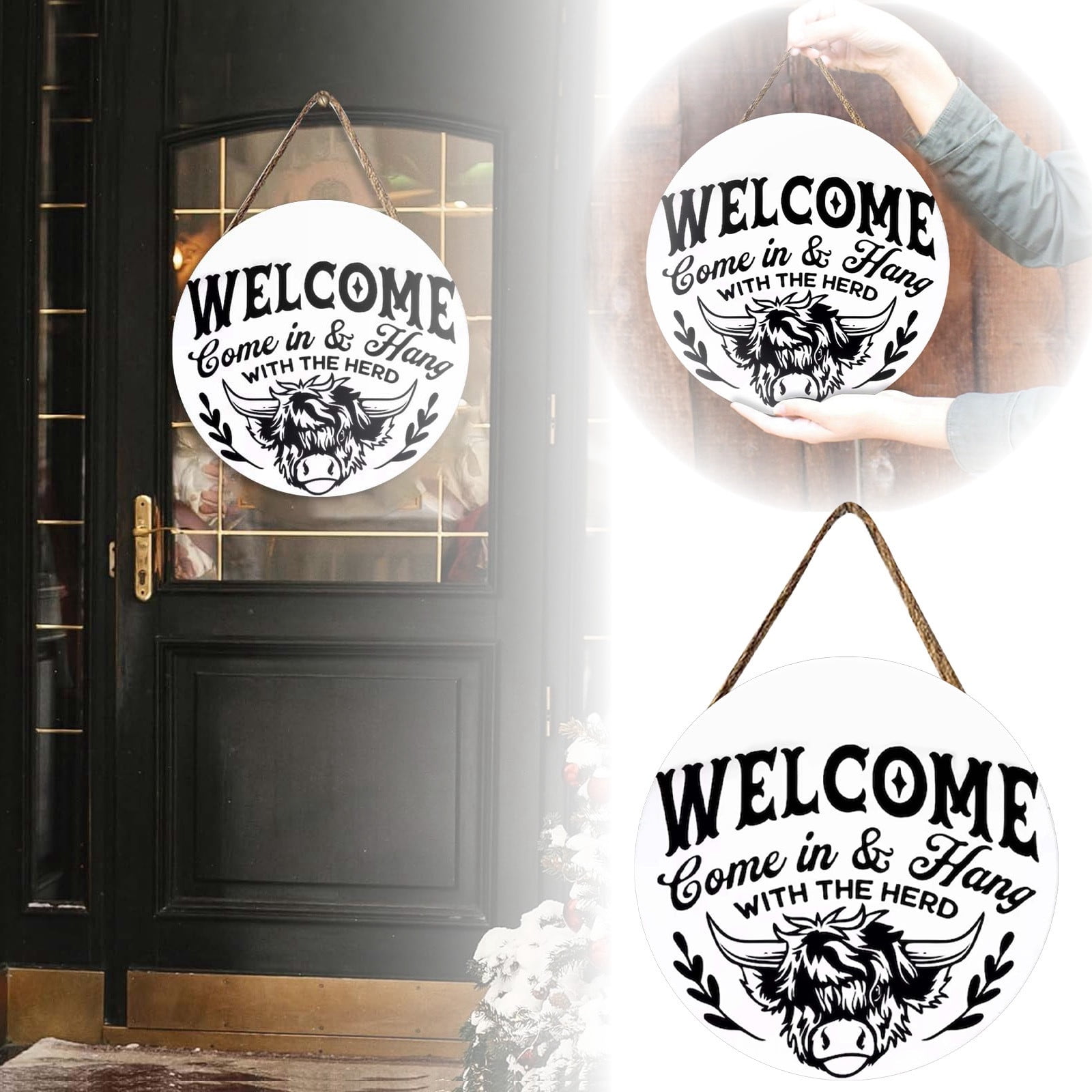 Door Welcome Sign Vertical Home Tall Porch Sign Wooden Door Wreath Home ...