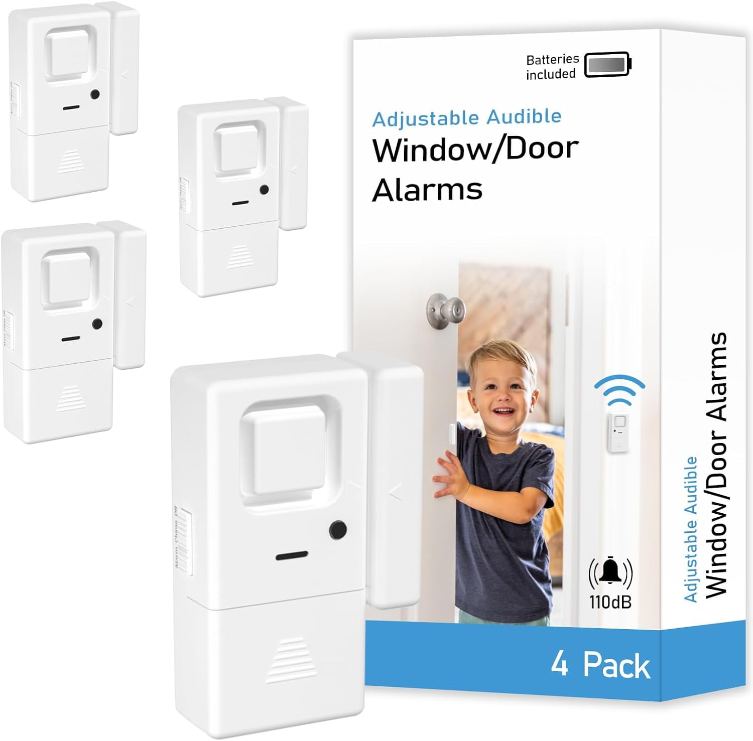 Door Window Alarms - 4 Pack - Adjustable Volume, Chime/Alarm, Wireless ... Door Window Alarms - 4 Pack - Adjustable Volume, Chime/Alarm, Wireless ...