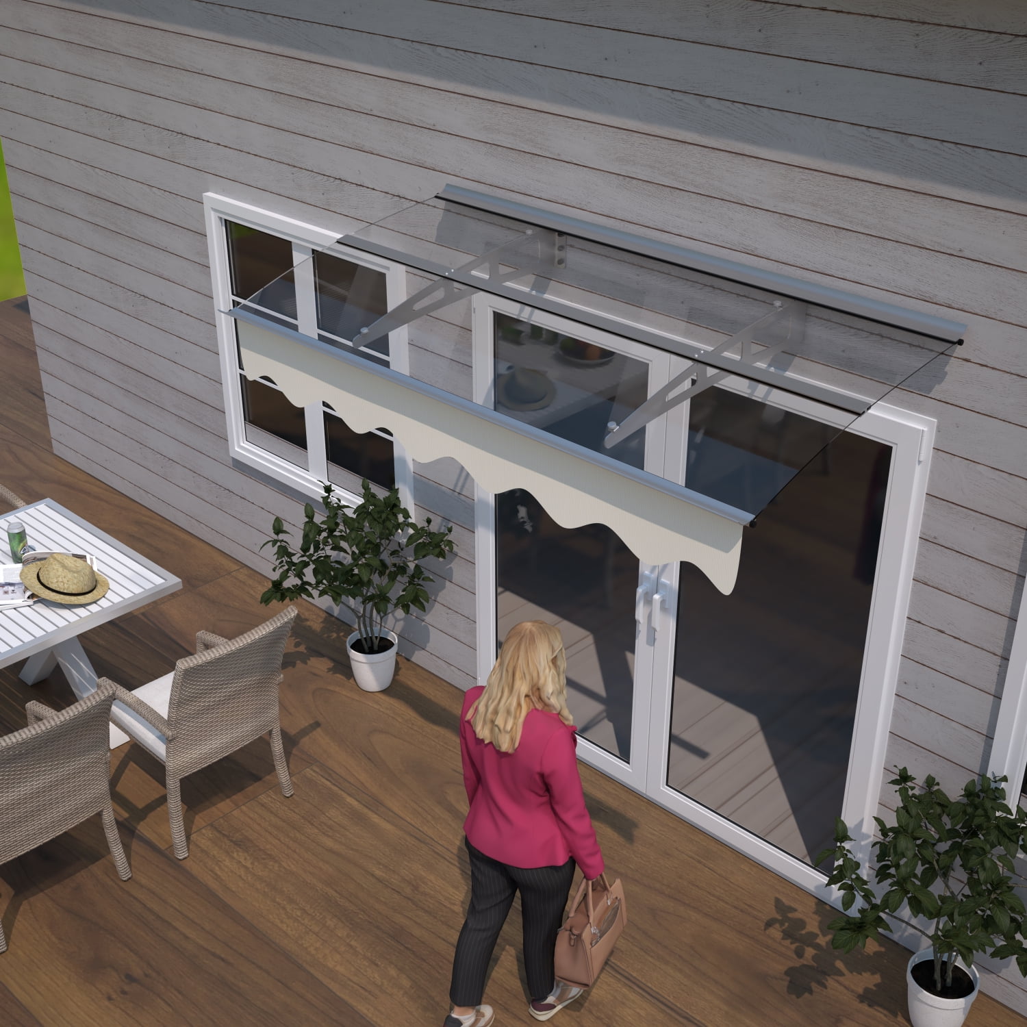 Door Window Awning Canopy - 59”x34” Polycarbonate Sheet Cover ...