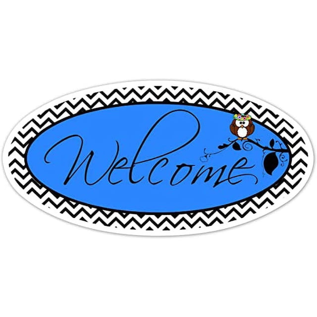 Door Window Welcome Sign Cute Owl Black Chevron Vinyl Decal Bumper ...
