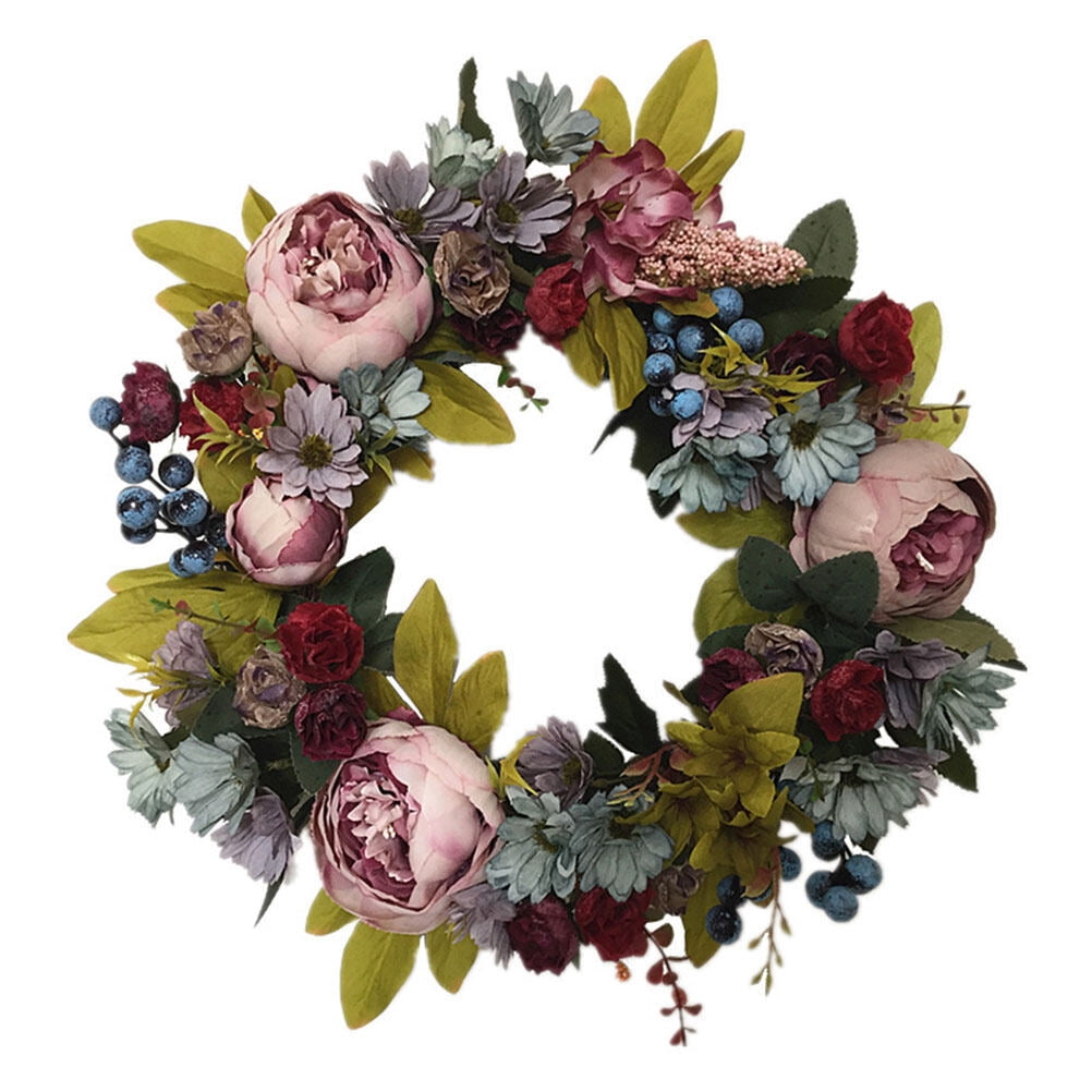 FRCOLOR Artificial Door Wreath with Simulated Peony Flowers for Home ...