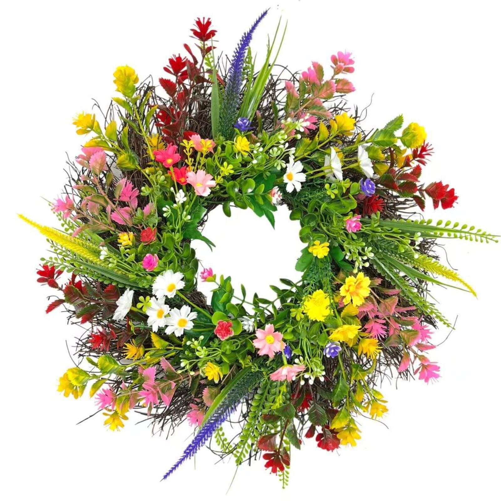 Door Wreath Spring Wreaths For Front Door Vibrant Artificial Floral ...