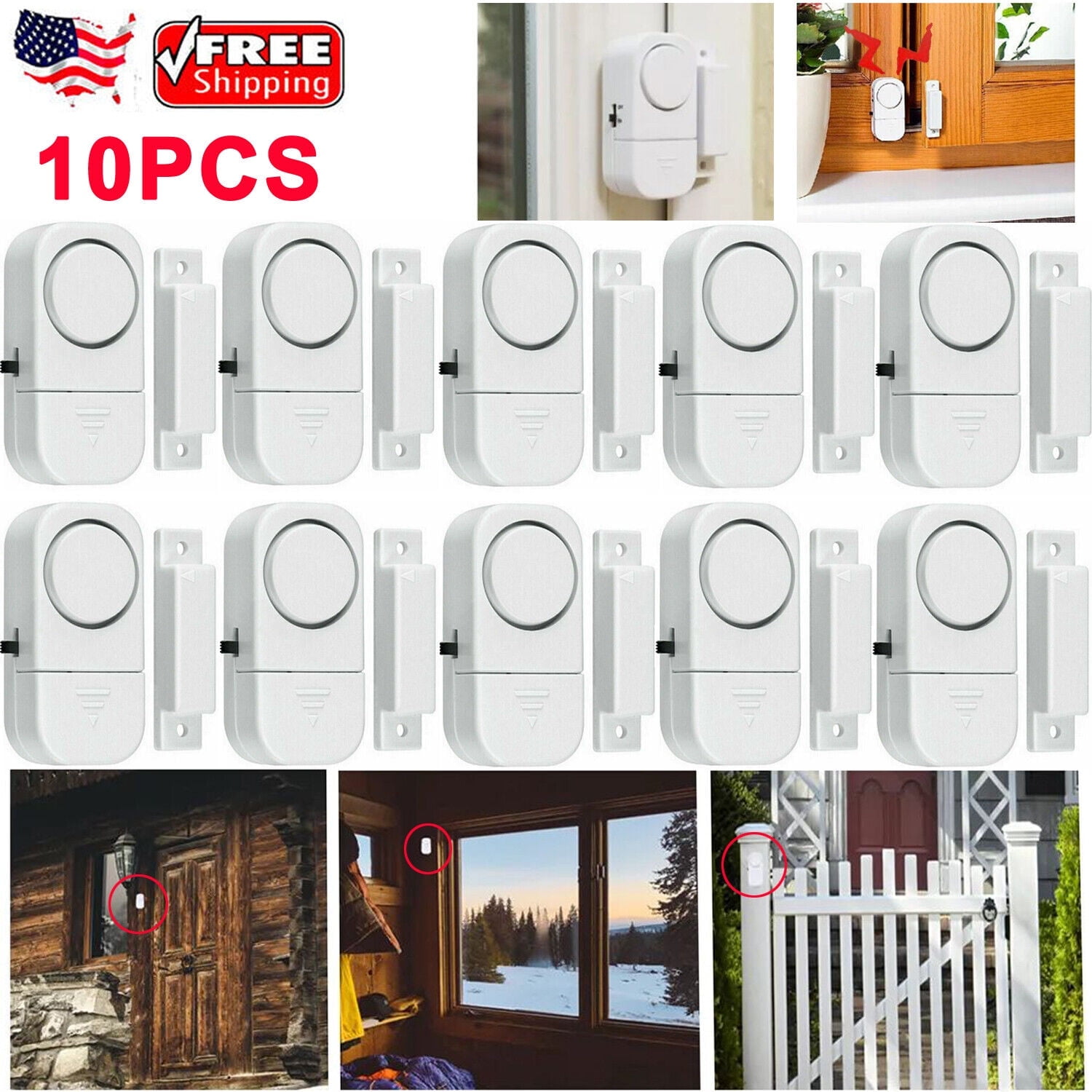 Door and Window Alarms for Home Security, 95dB Magnetic Sensor Alarm ...