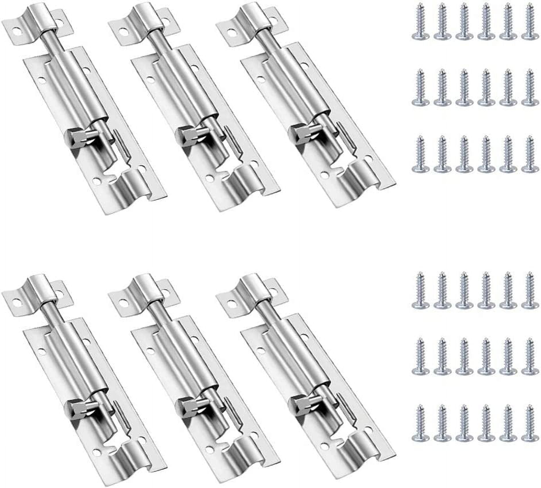 Door bolt stainless steel, 6 pieces bolt lock sliding locks, lock bolt with screws, locking bolt ...