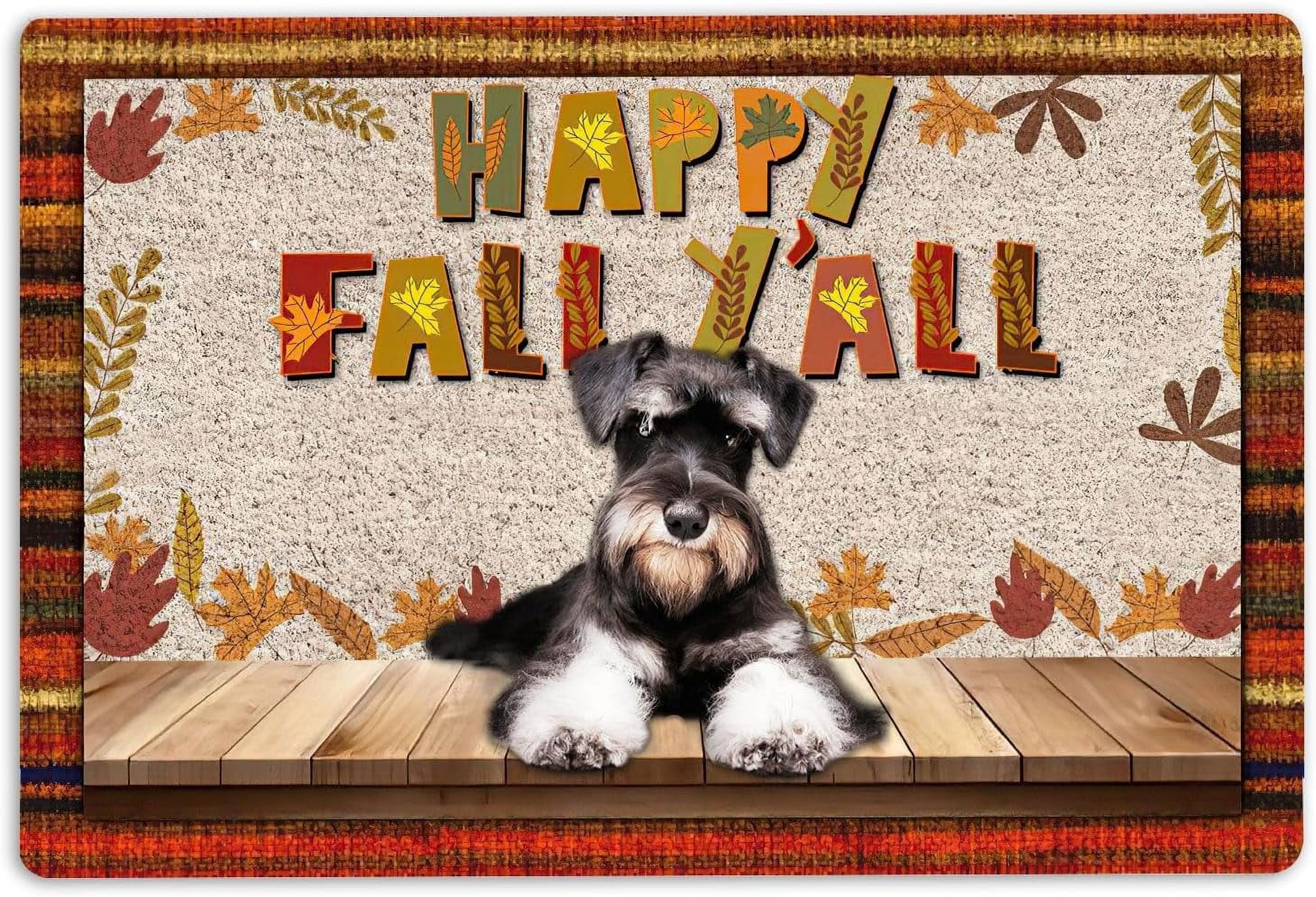 Door mat Indoor Schnauzer Doormat, Schnauzer Dog Happy Fall Y'all ...