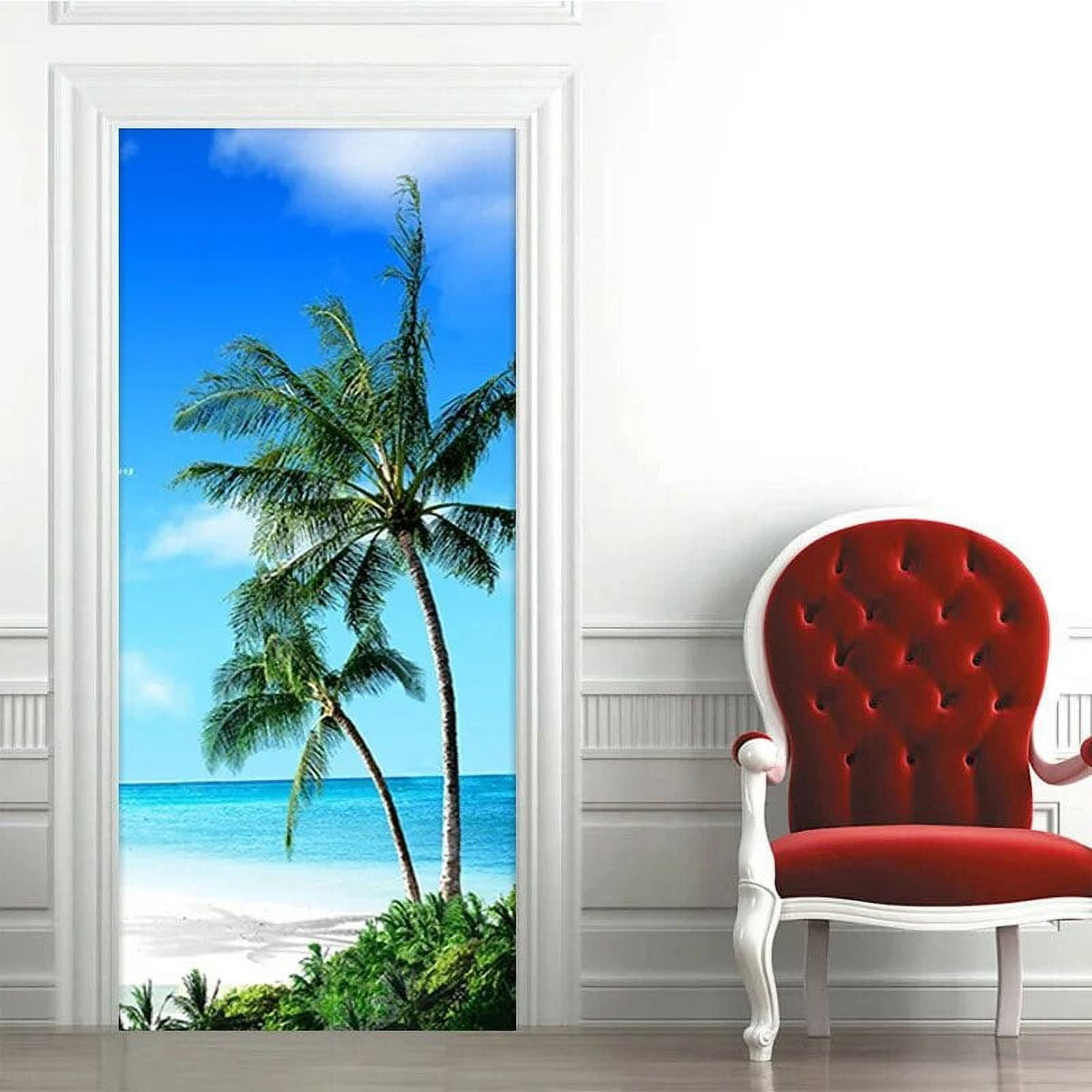Door sticker Natural flowers Sea door sticker self adhesive 3D bathroom ...