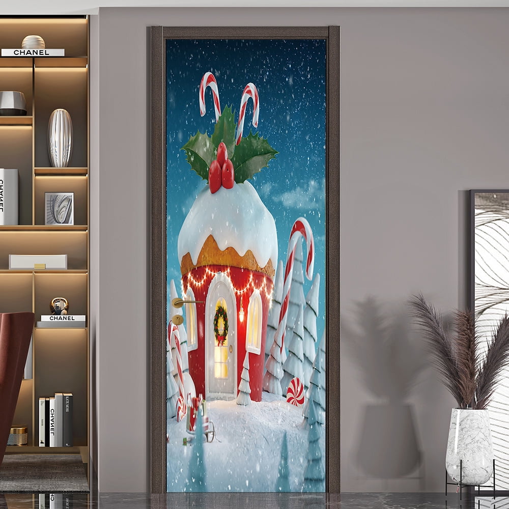 Door sticker, Refrigerator stickers Self-adhesive removable Christmas ...
