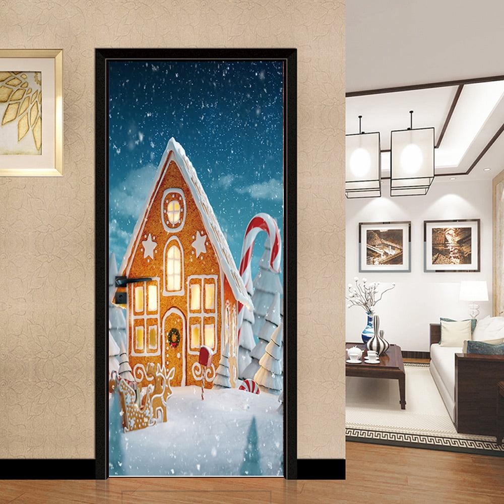 Door sticker, Refrigerator stickers Self-adhesive removable Christmas ...