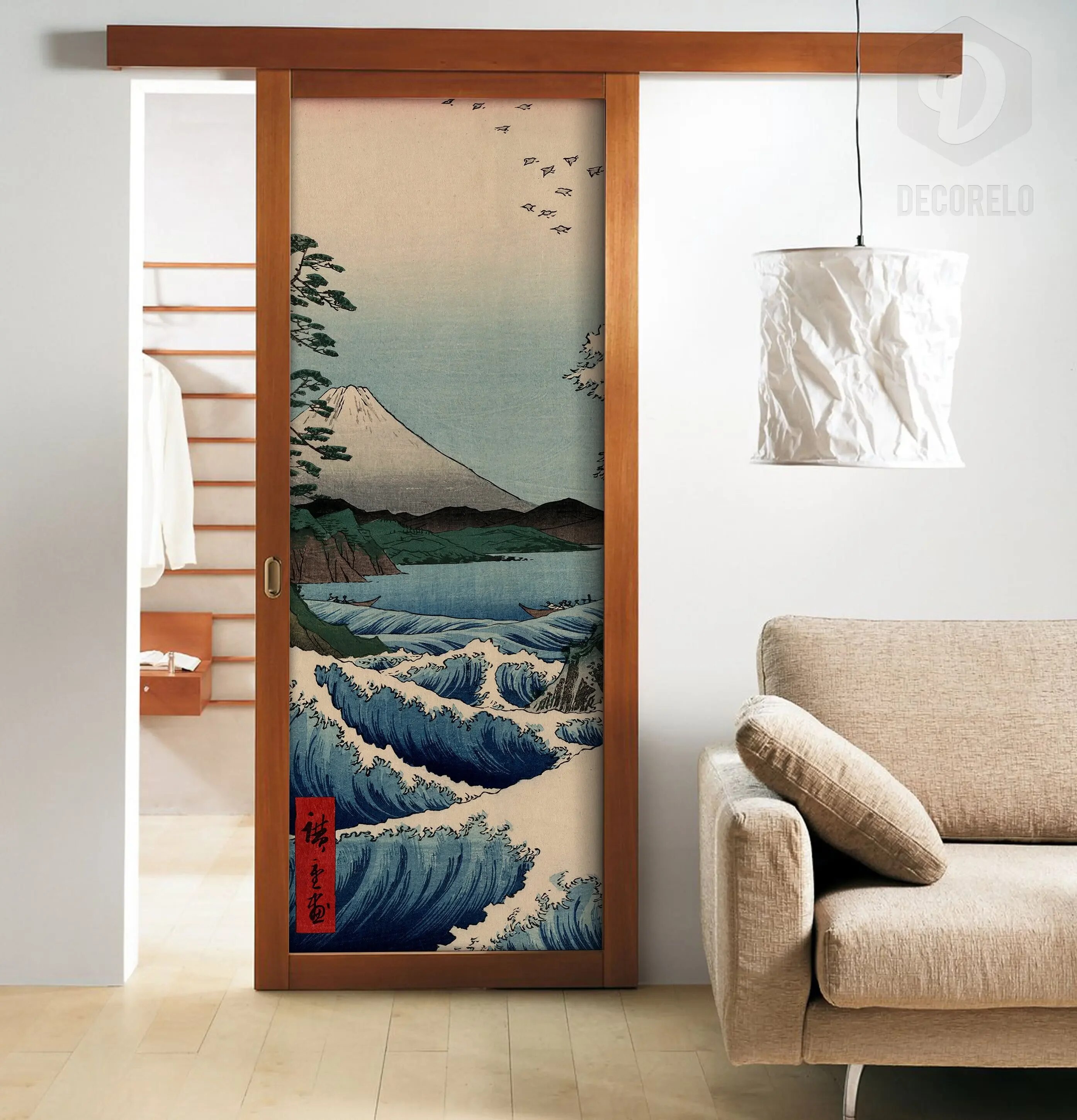 Door sticker Watercolor flower whole door cover wallpaper Decal Self ...