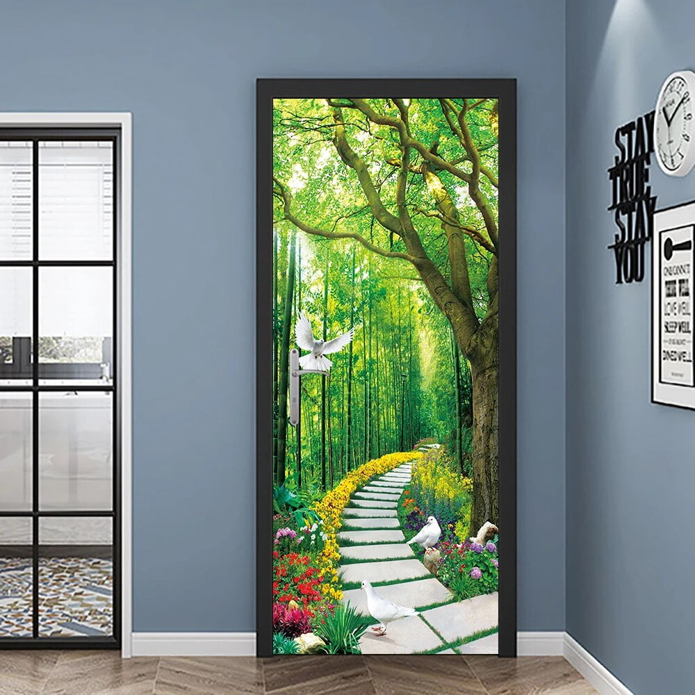 Door stickers Vinyl PVC waterproof self-adhesive Pastoral style Dawn ...