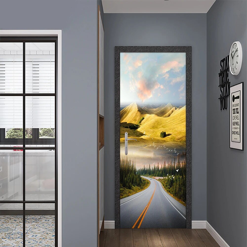 Door stickers Vinyl PVC waterproof self-adhesive Pastoral style Dawn ...