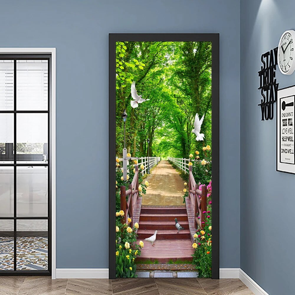 Door stickers Vinyl PVC waterproof self-adhesive Pastoral style Dawn ...