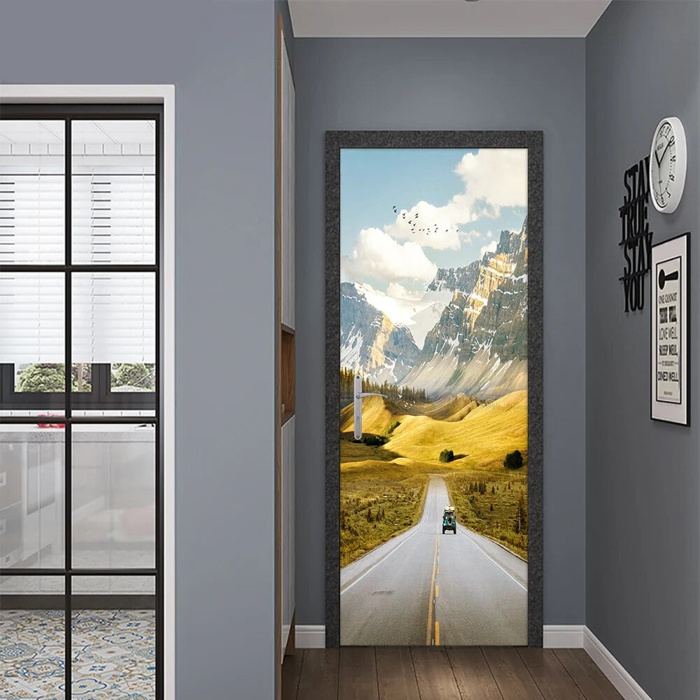Door stickers Vinyl PVC waterproof self-adhesive Pastoral style Dawn ...