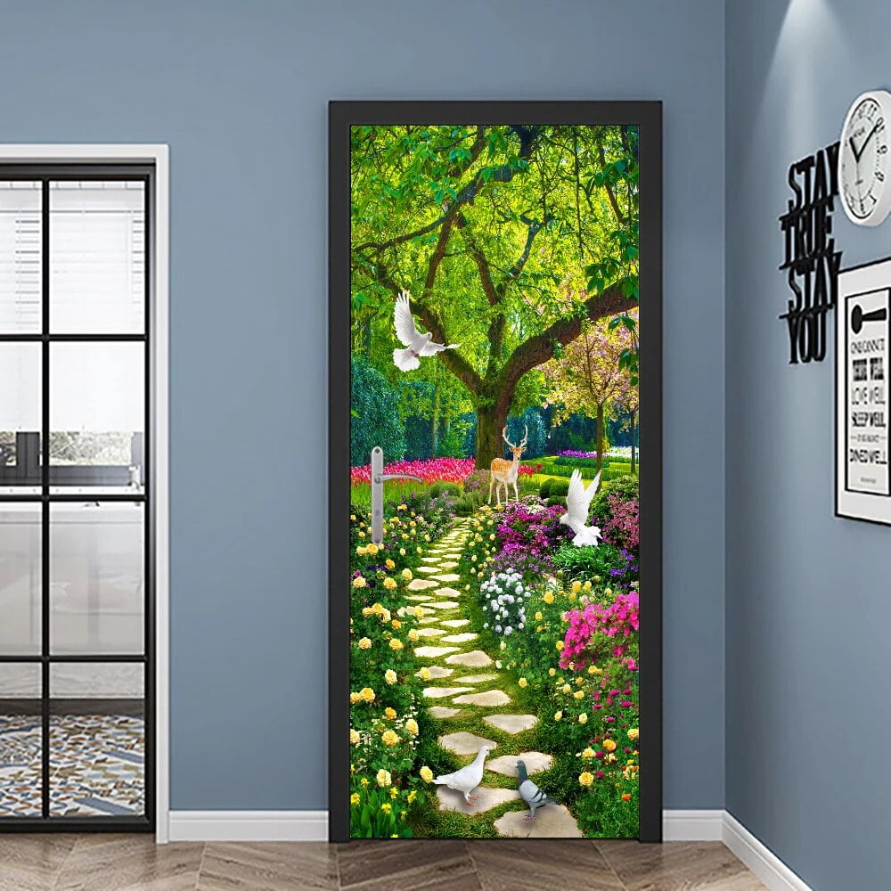 Door stickers Vinyl PVC waterproof self-adhesive Pastoral style Dawn ...